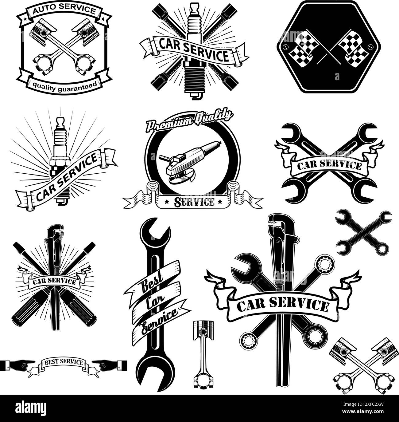 car service labels.Set of design elements in vector Stock Vector Image ...