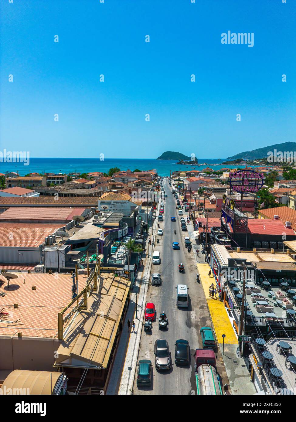 ZAKYNTHOS, GREECE - JUNE 20 2024 Panoramic view over Laganas, Zakynthos ...