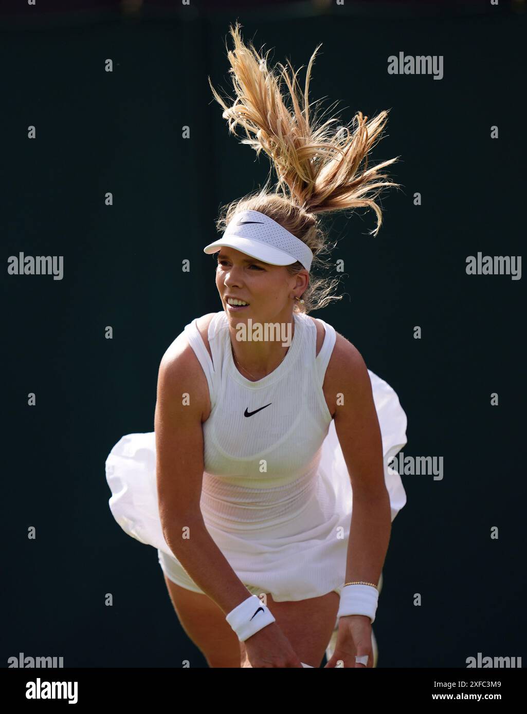 Katie Boulter in action against Tatjana Maria (not pictured) on day two ...