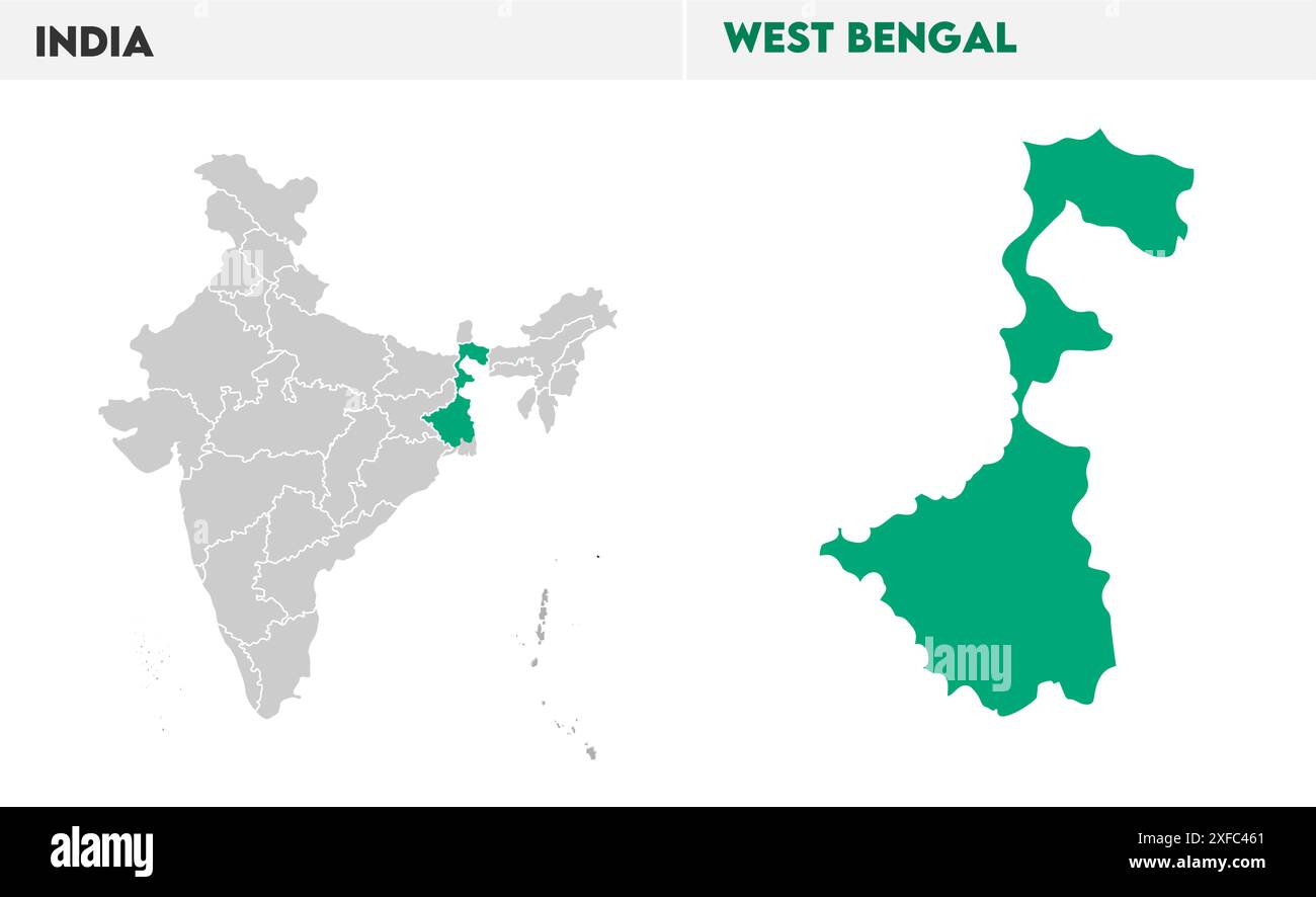 West Bengal map illustration1, State of India, Republic of India ...