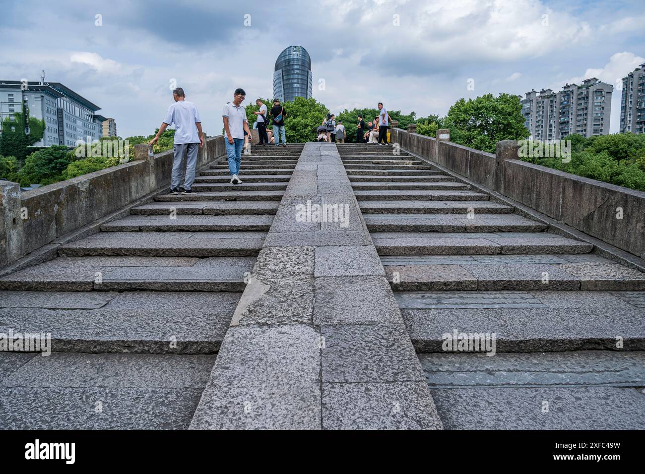 A photo is showing Gongchen Bridge, the tallest and longest stone arch ...