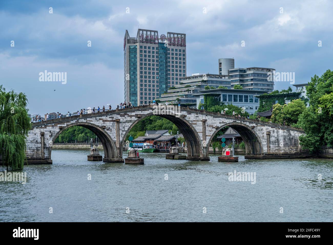 A photo is showing Gongchen Bridge, the tallest and longest stone arch ...