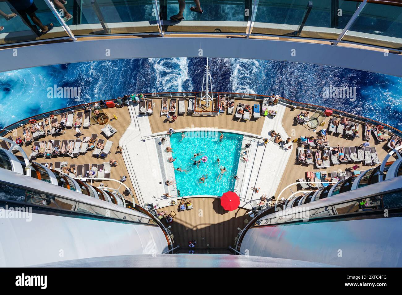Mallorca, Spain- May 23, 2024: rear relaxation zone of large cruise ...