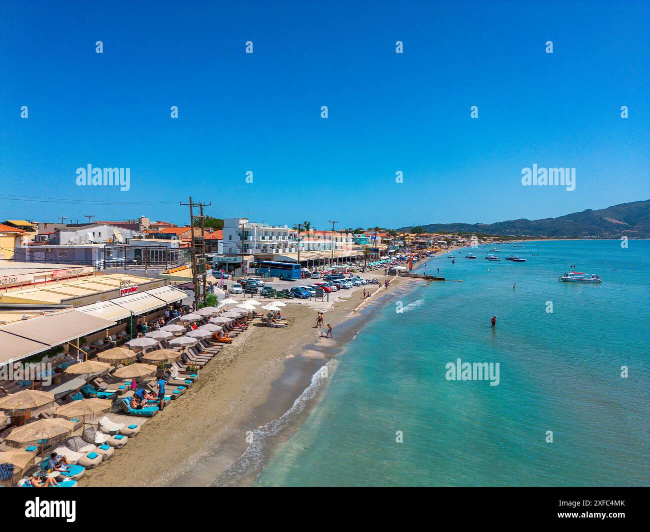ZAKYNTHOS, GREECE - JUNE 20 2024 Panoramic view over Laganas, Zakynthos ...