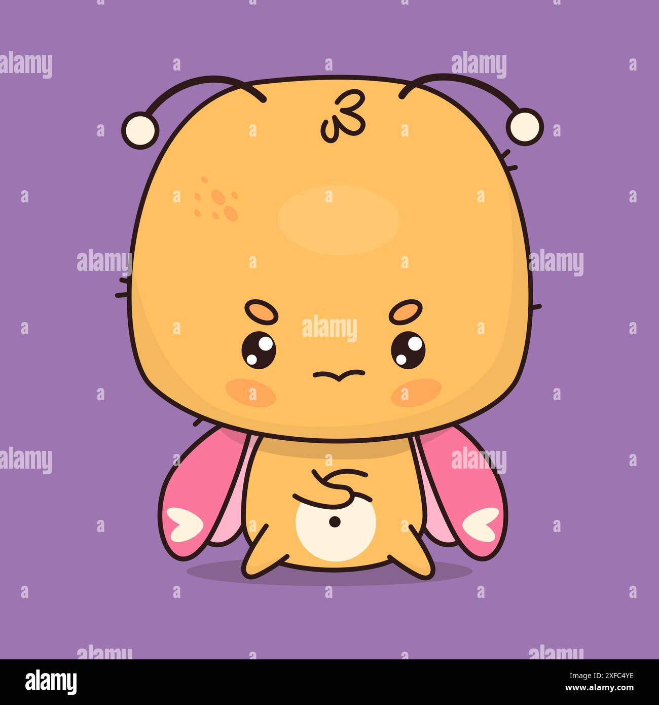 Sad unhappy butterfly character. Funny cartoon insect kawaii. Vector ...
