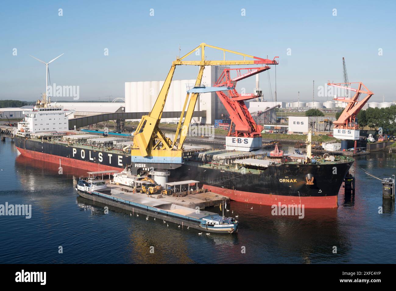 Bulk Carrier Ornak being unloaded at the EBS dry bulk terminal in the ...