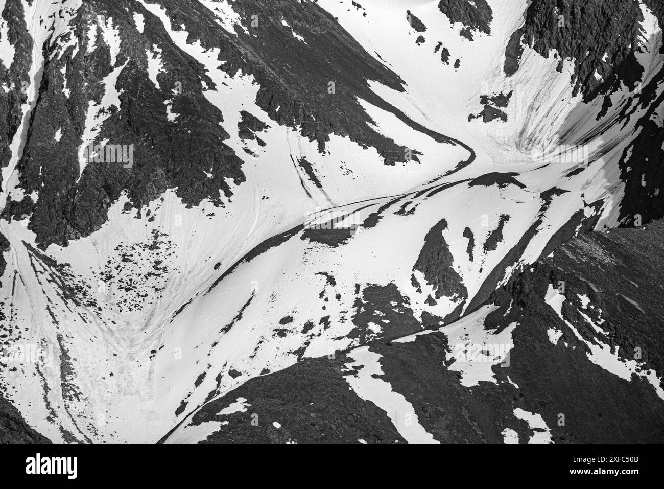 Beautiful snow capped mountain close up taken in the summer in Yukon ...