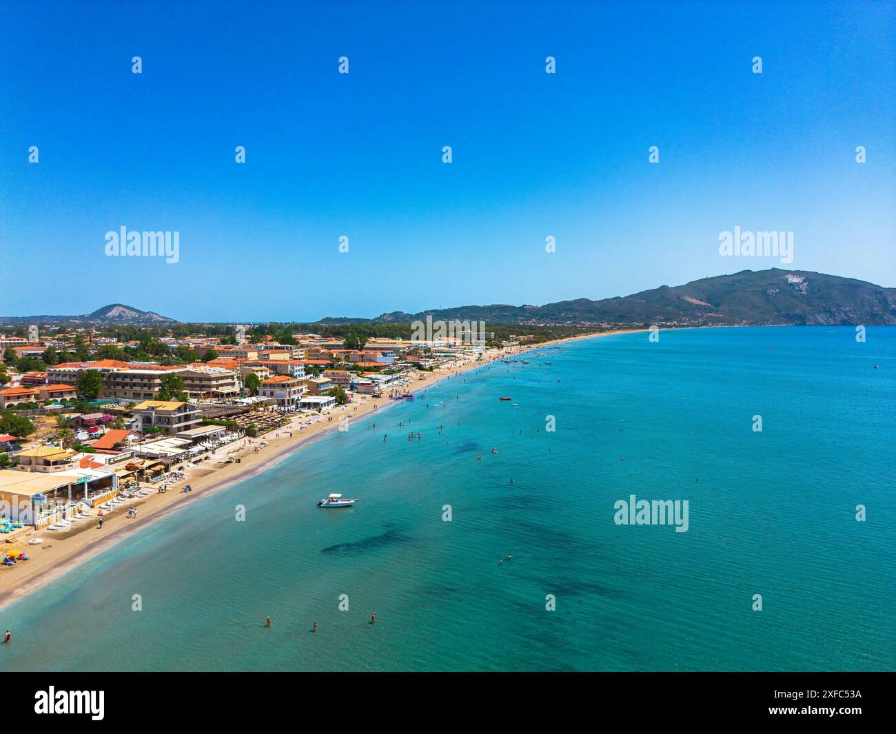 ZAKYNTHOS, GREECE - JUNE 20 2024 Panoramic view over Laganas, Zakynthos ...
