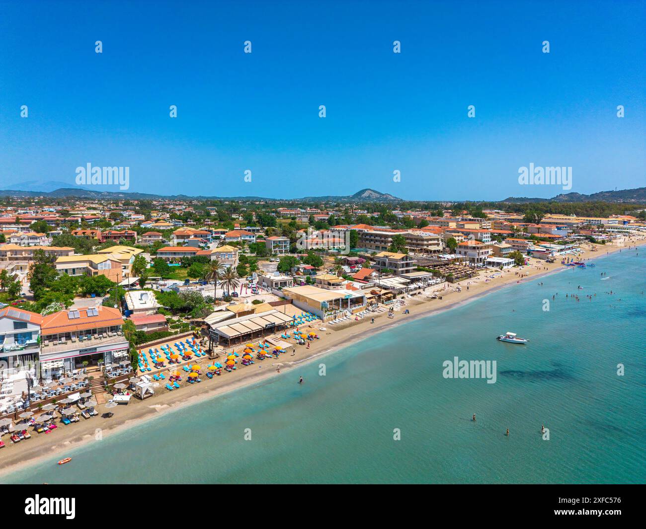 ZAKYNTHOS, GREECE - JUNE 20 2024 Panoramic view over Laganas, Zakynthos ...