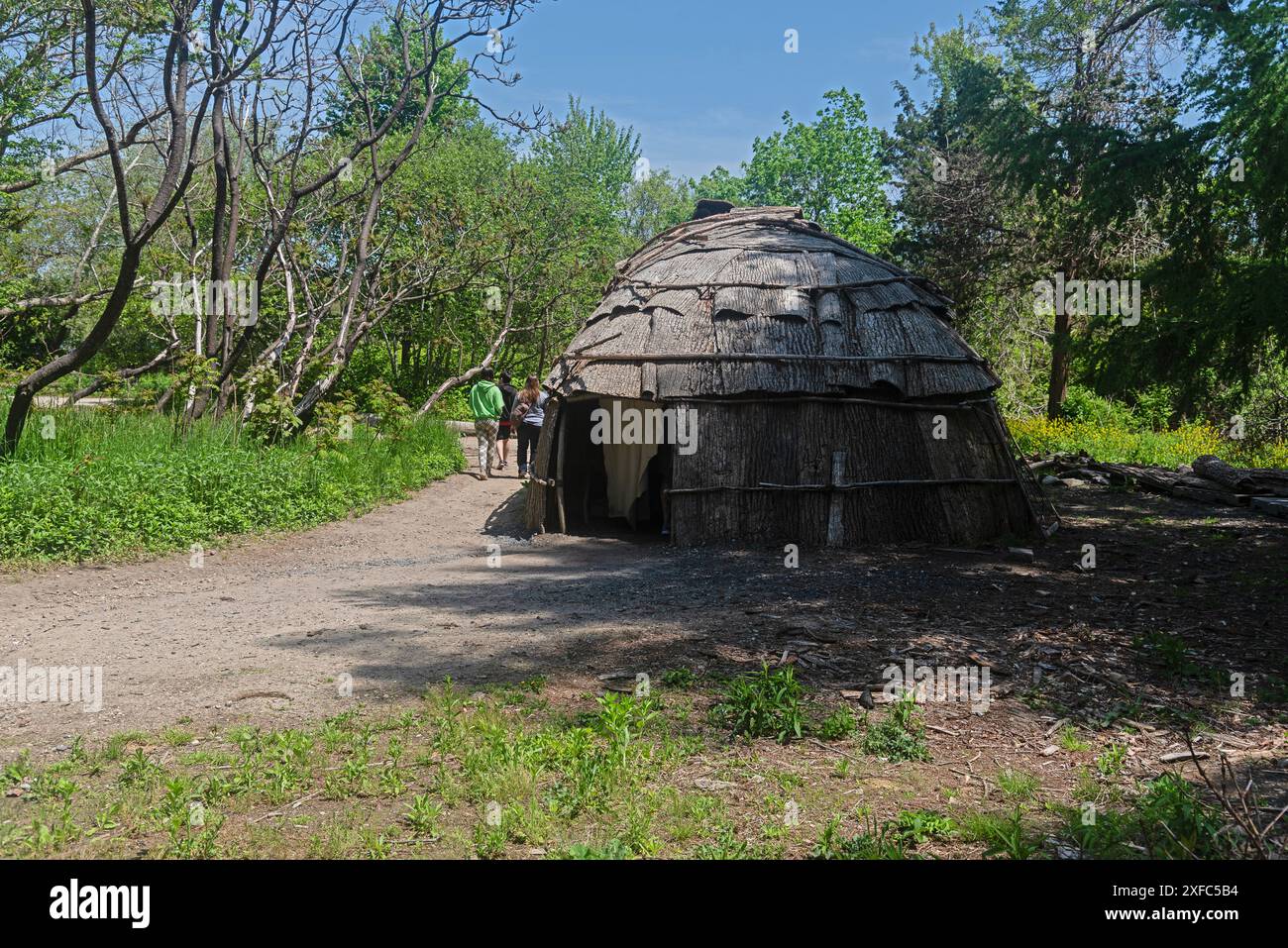 Old Indian village. Plimoth Patuxet Museums, Massachusetts, New England ...