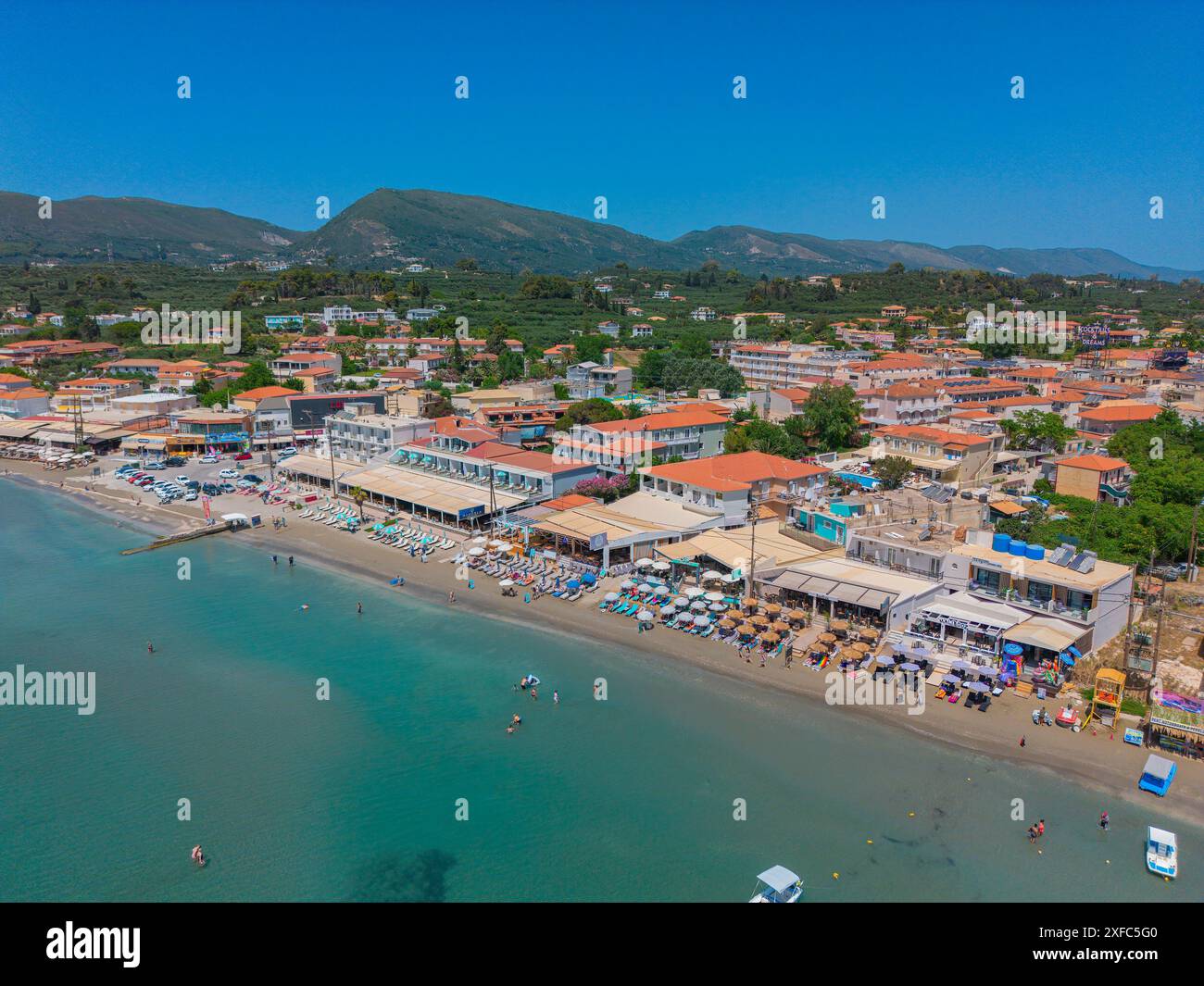 ZAKYNTHOS, GREECE - JUNE 20 2024 Panoramic view over Laganas, Zakynthos ...