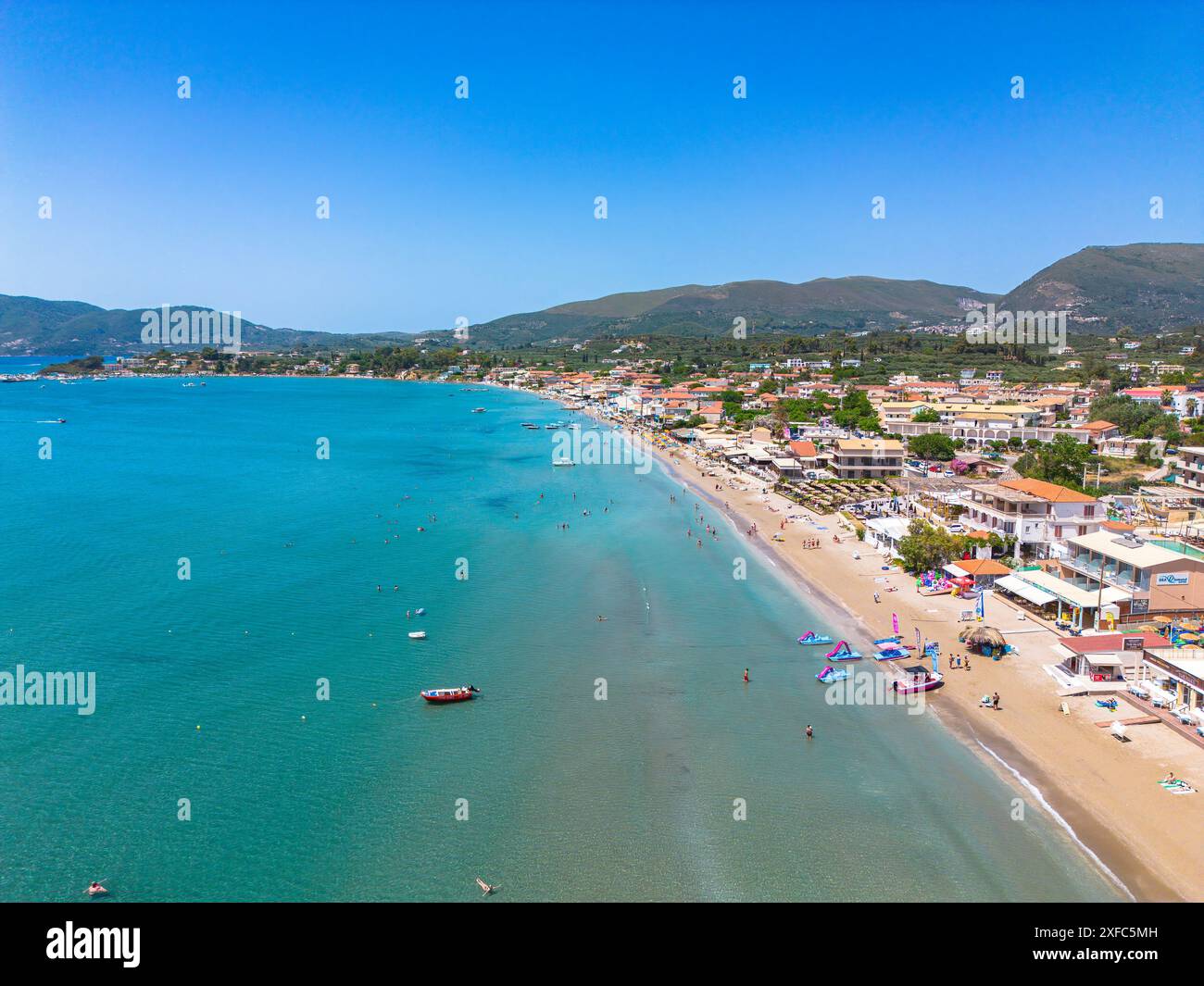 ZAKYNTHOS, GREECE - JUNE 20 2024 Panoramic view over Laganas, Zakynthos ...