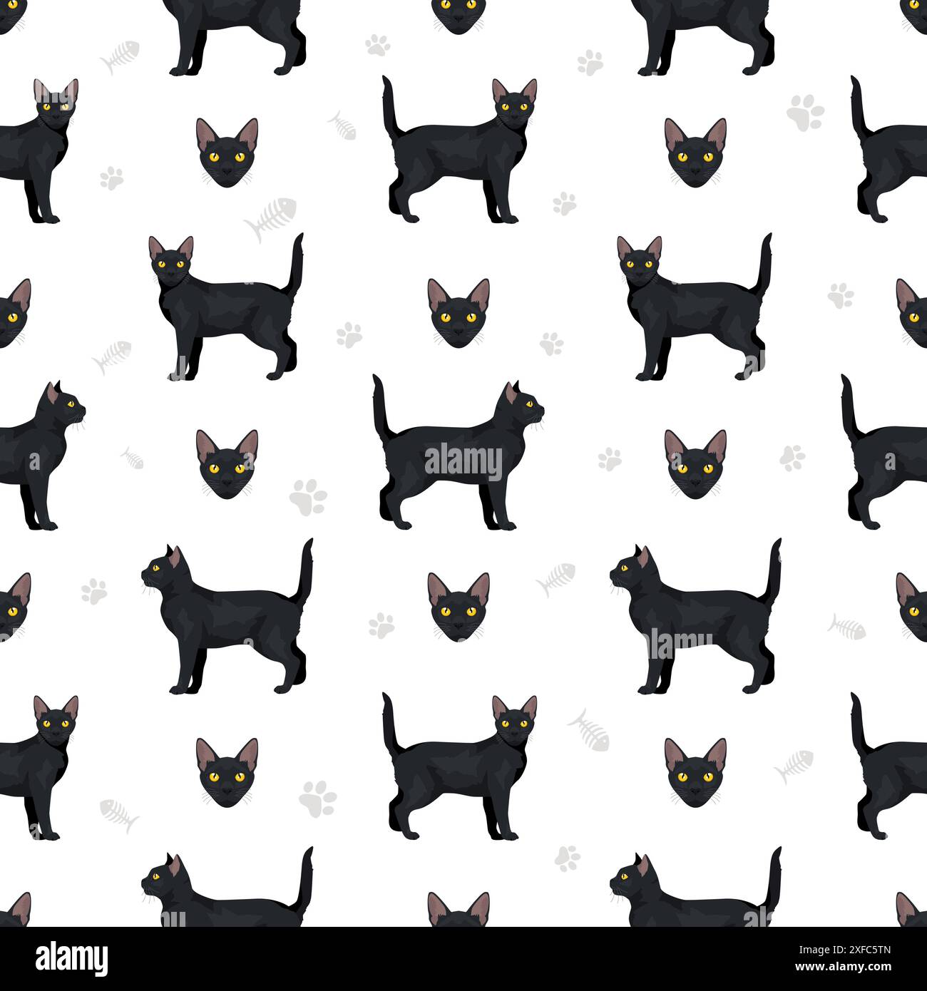 Bombay cat seamless pattern. All coat colors set. Vector illustration ...