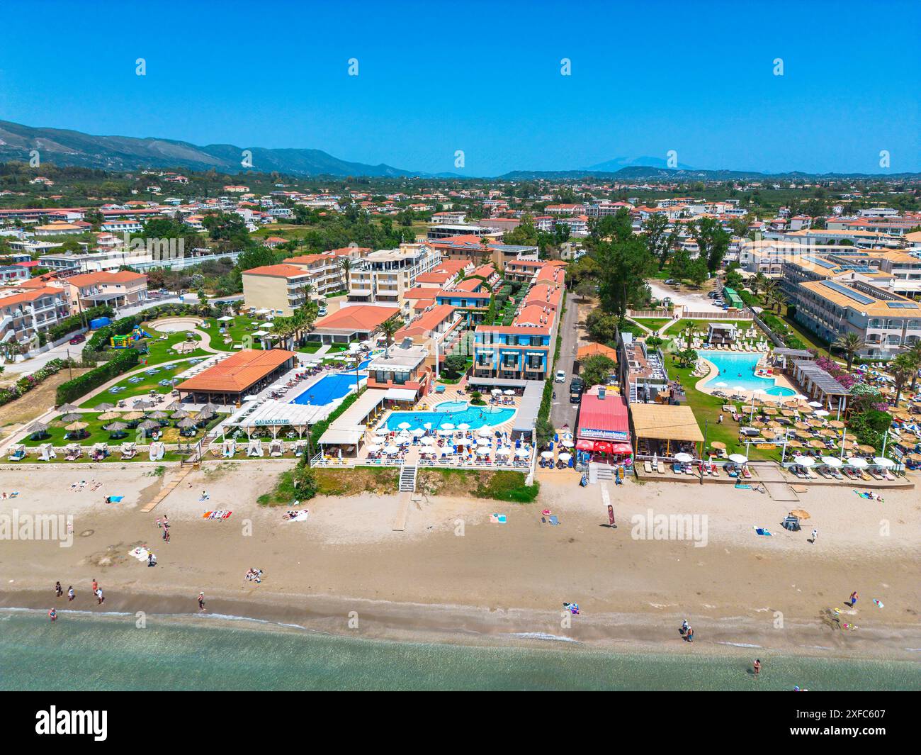 ZAKYNTHOS, GREECE - JUNE 20 2024 Panoramic view over Laganas, Zakynthos ...