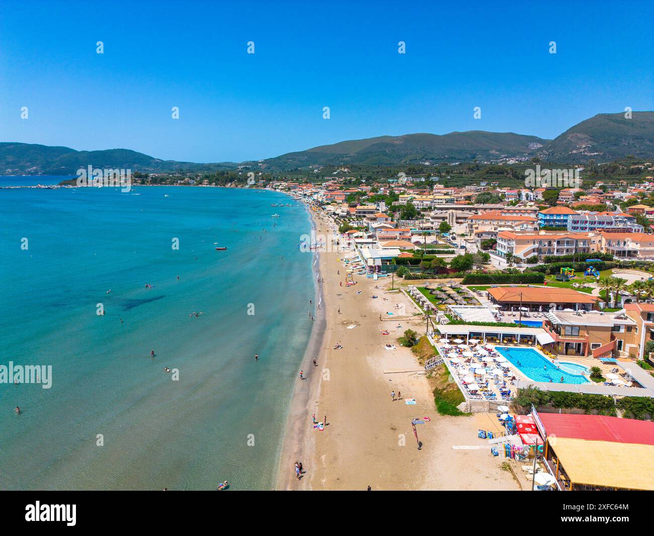 ZAKYNTHOS, GREECE - JUNE 20 2024 Panoramic view over Laganas, Zakynthos ...