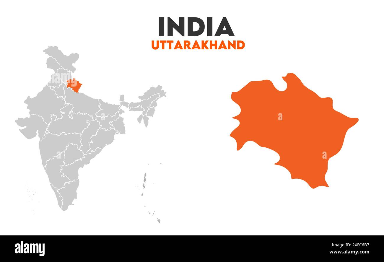 Uttarakhand outline map hi-res stock photography and images - Alamy