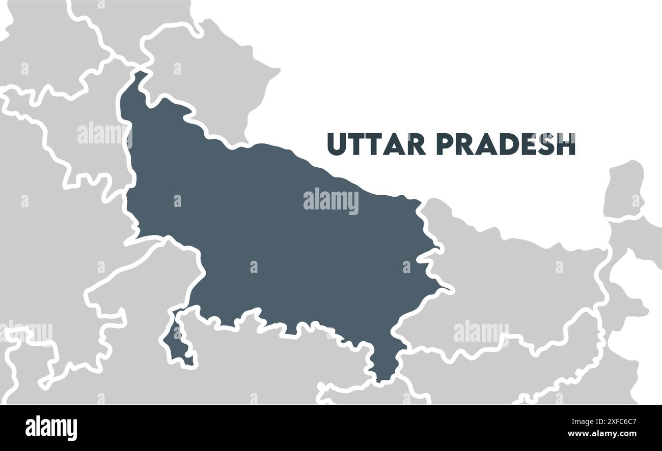 Uttar pradesh Map highlighted1, State of India, Republic of India ...