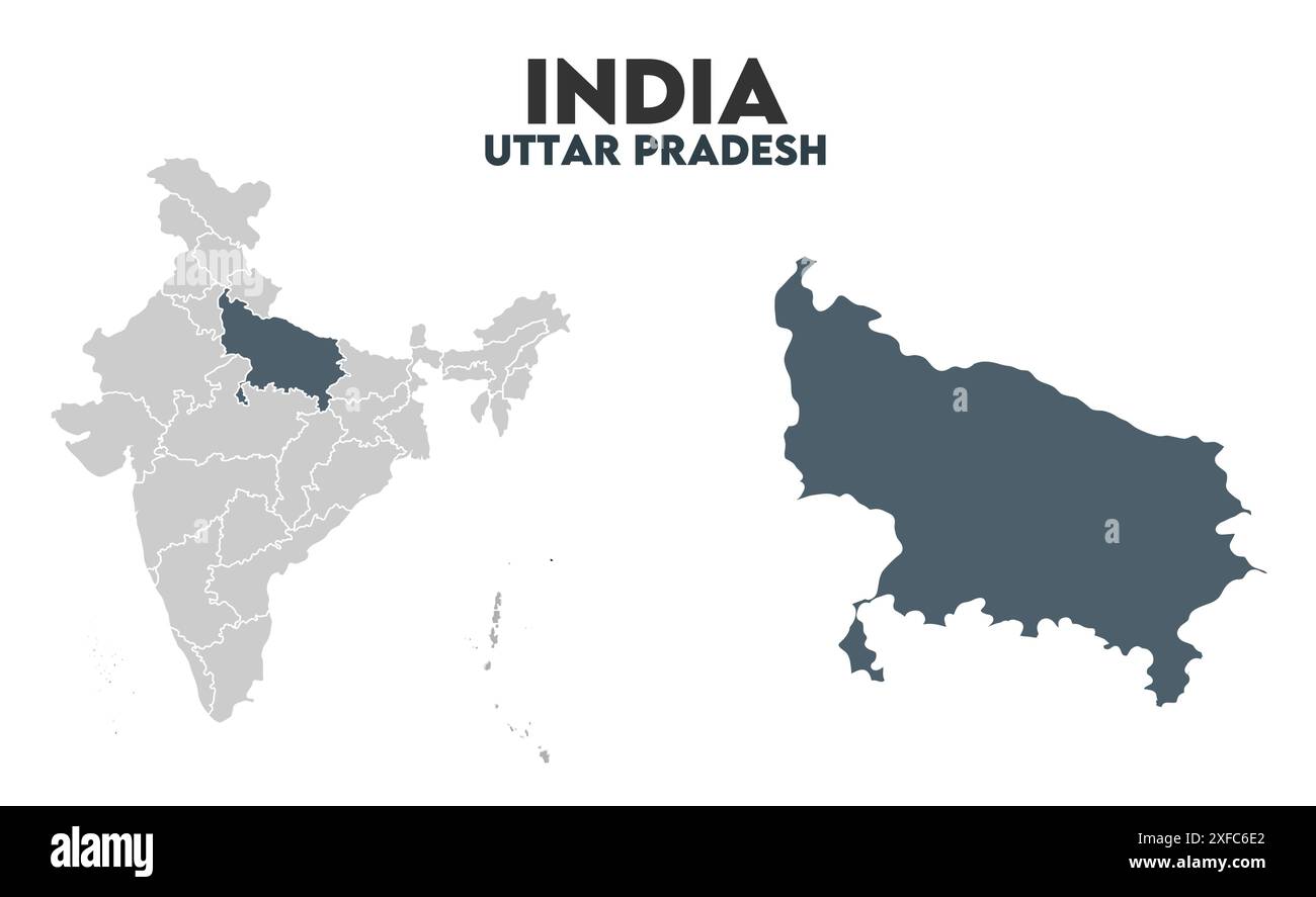 Uttar pradesh map graphic1 hi-res stock photography and images - Alamy
