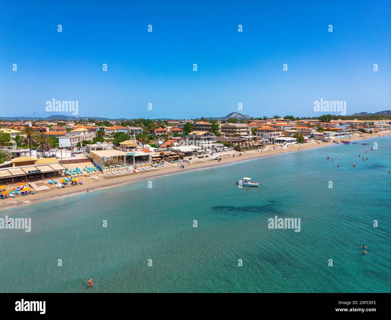 ZAKYNTHOS, GREECE - JUNE 20 2024 Panoramic view over Laganas, Zakynthos ...
