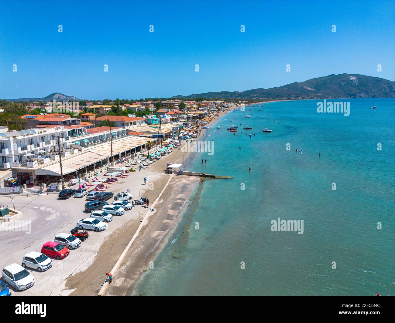 ZAKYNTHOS, GREECE - JUNE 20 2024 Panoramic view over Laganas, Zakynthos ...