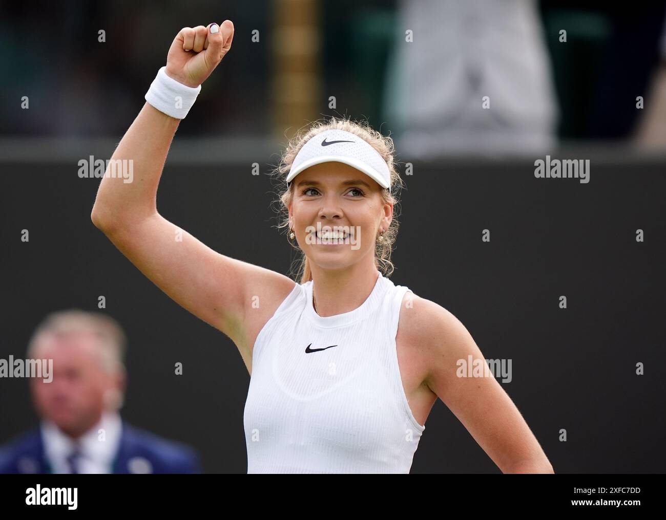 Katie Boulter celebrates beating Tatjana Maria (not pictured) on day ...