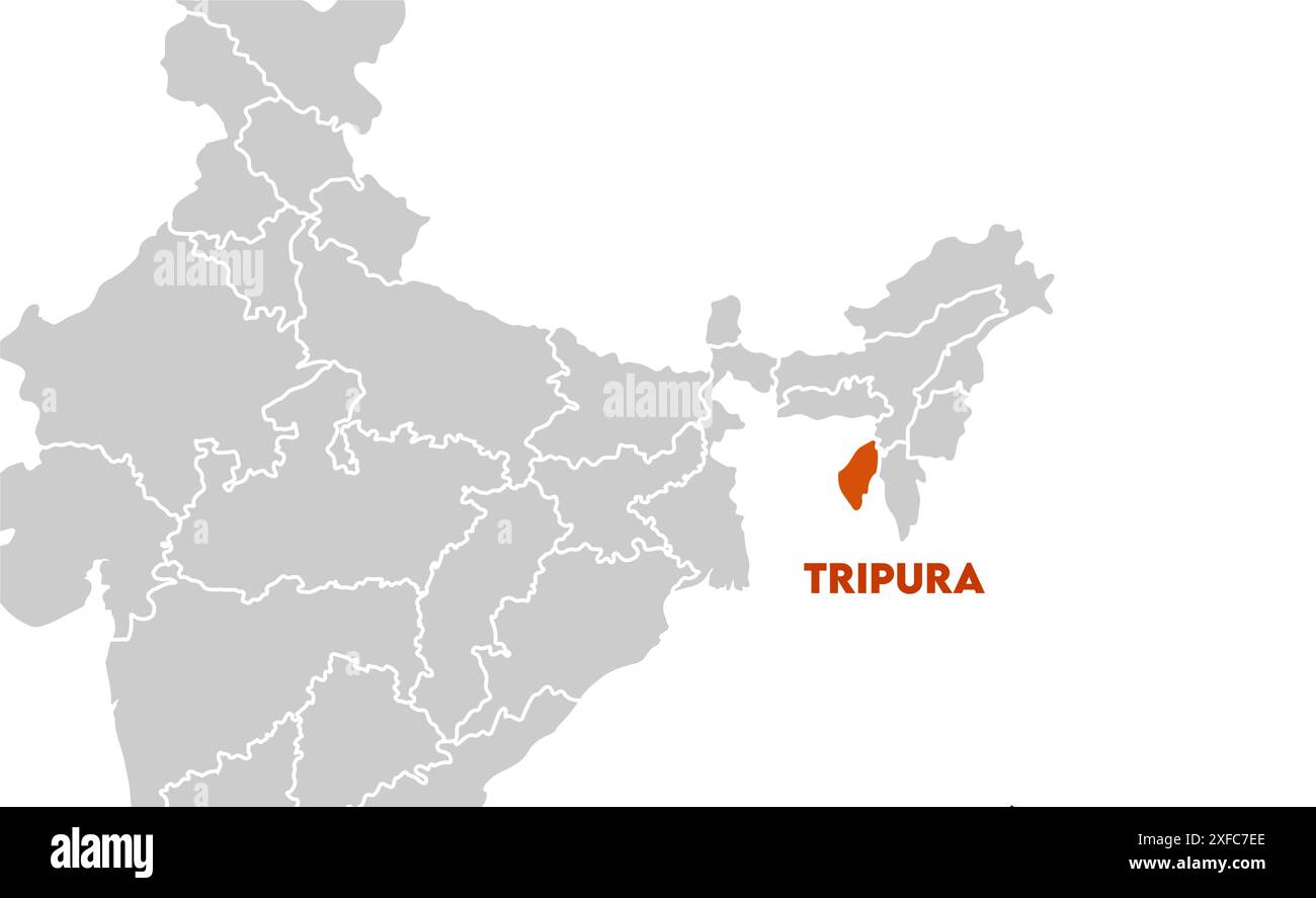 Tripura Map on focus1, State of India, Republic of India, government ...