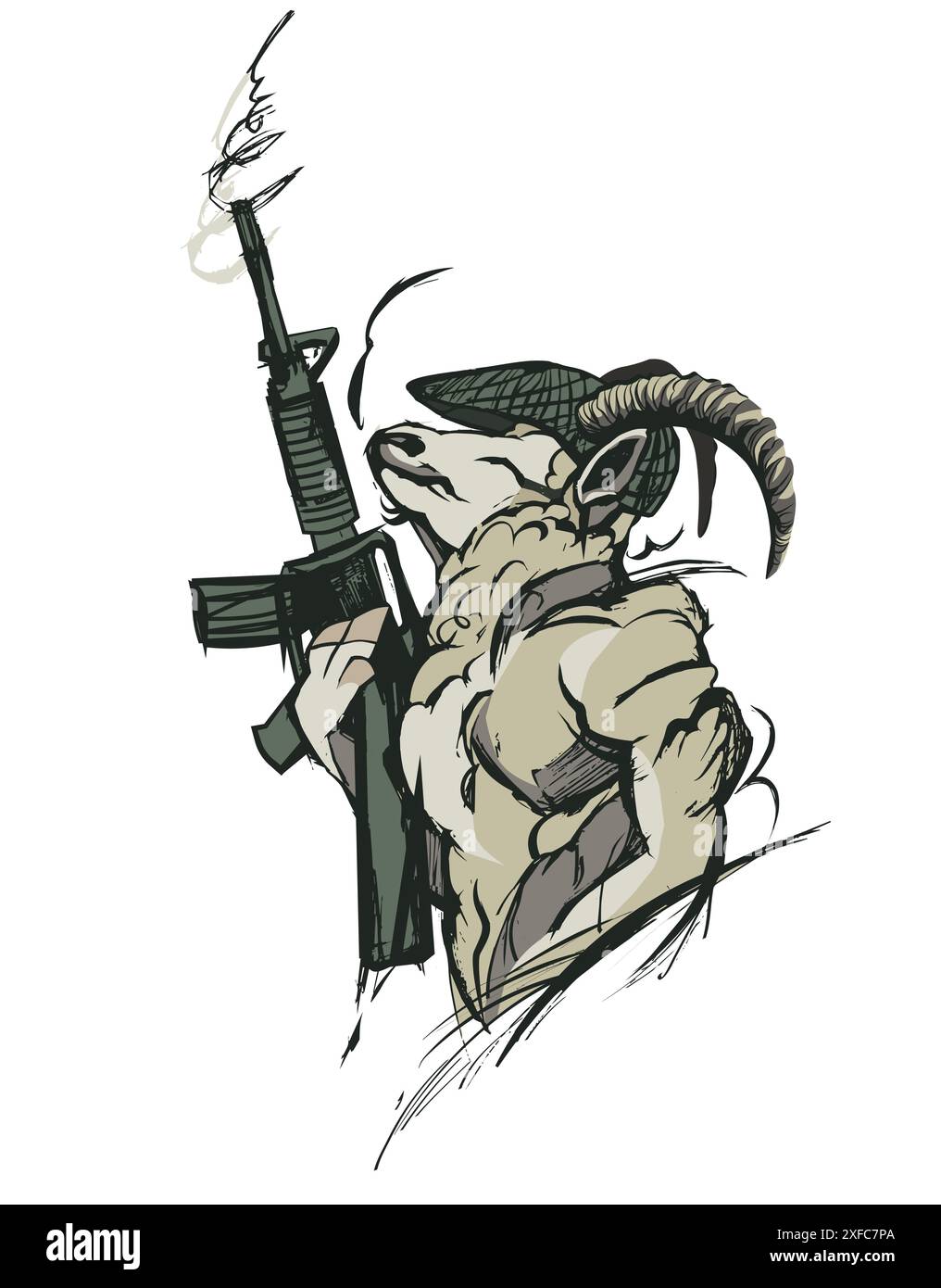 Goat mascot logo design vector. Goat shouldered a weapon Stock Vector ...