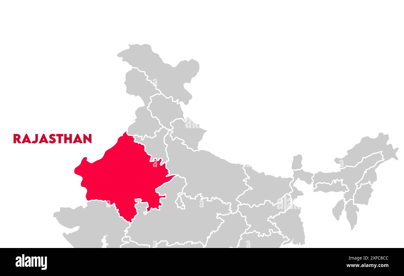 Rajasthan Map on focus1, State of India, Republic of India, government ...