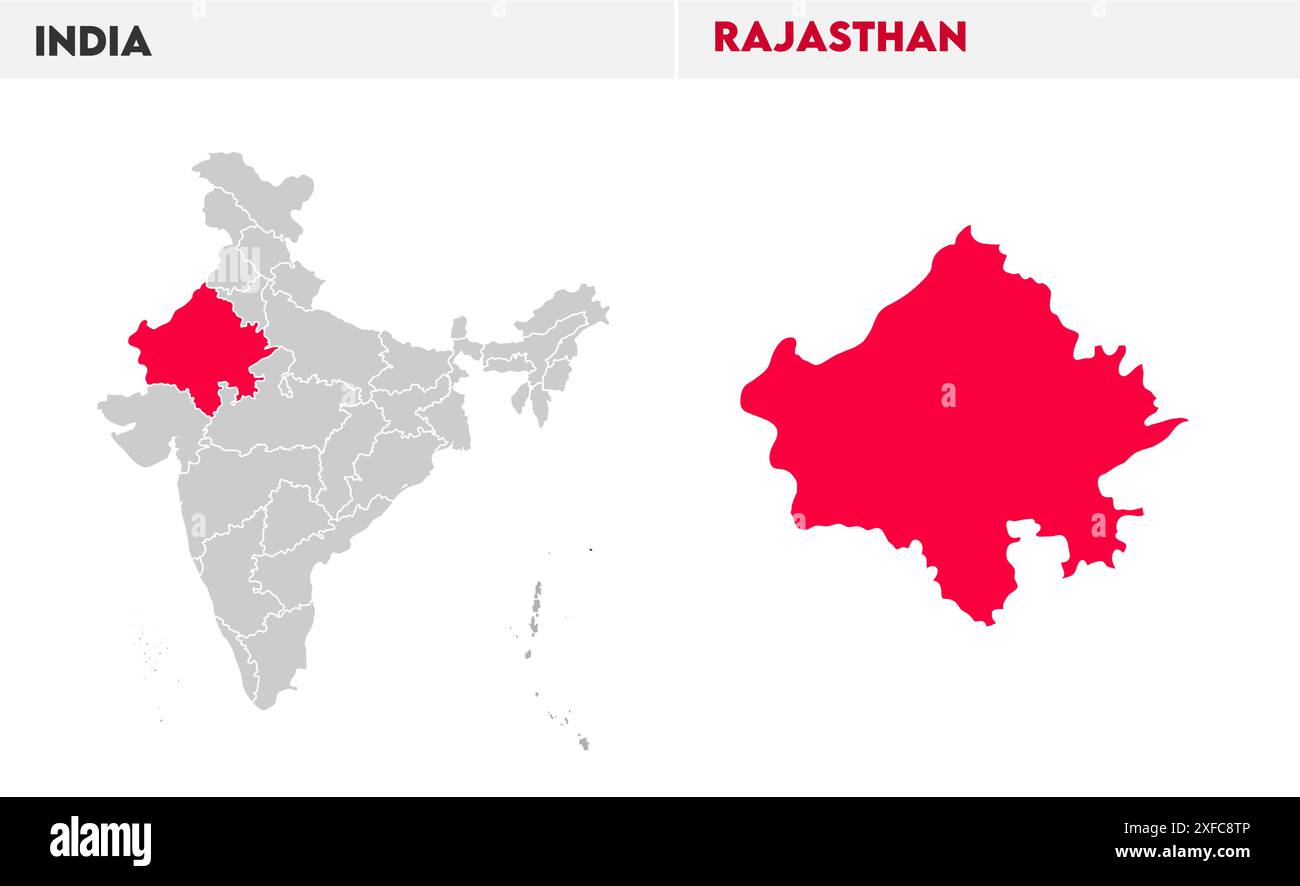 Rajasthan map illustration1, State of India, Republic of India ...