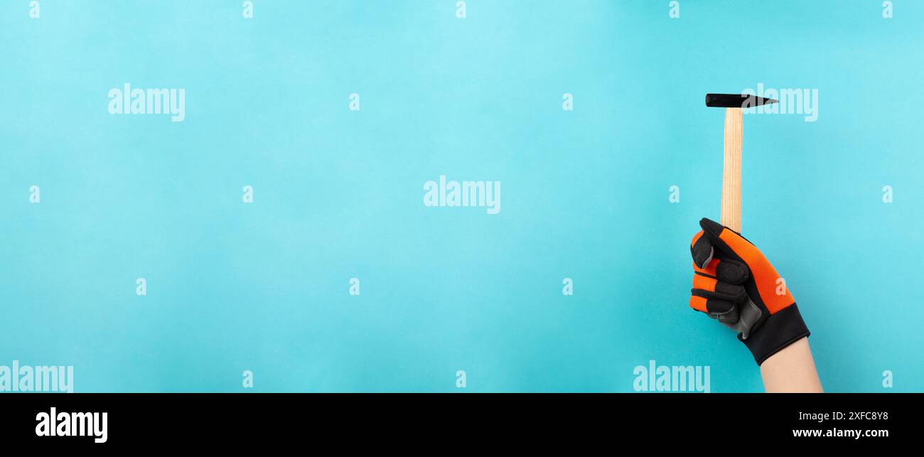 craftsman or handyman with hammer tool in the hand, labor day, craft ...