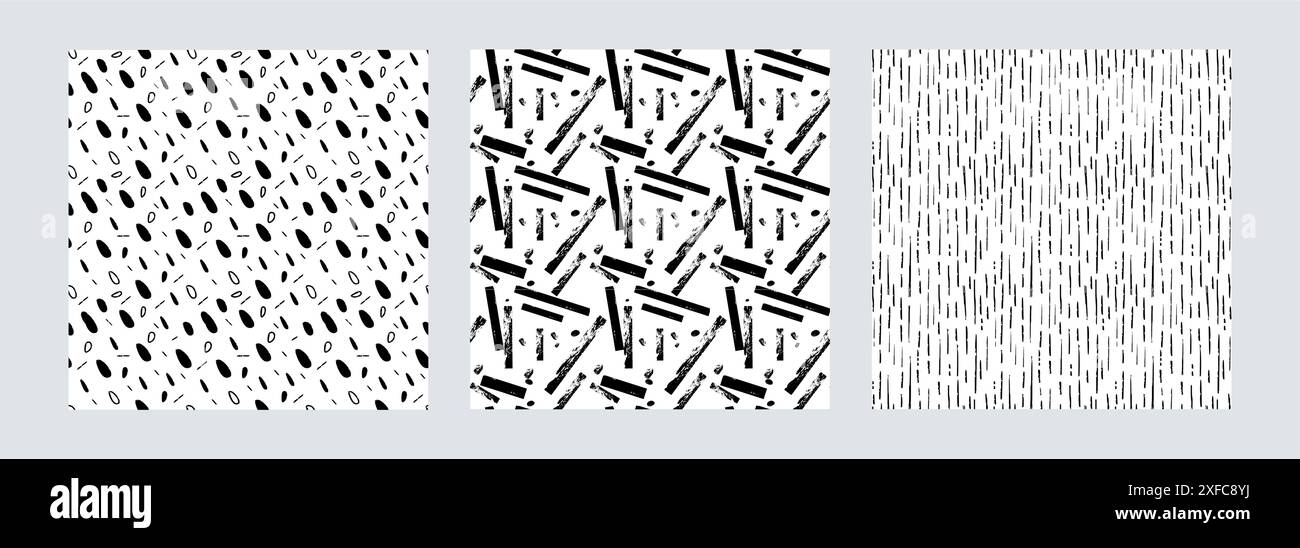 Vector seamless pattern with dashes, pen stripes and thin vertical ...