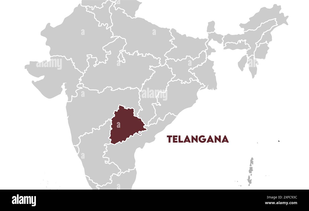 Telangana Map on focus1, State of India, Republic of India, government ...
