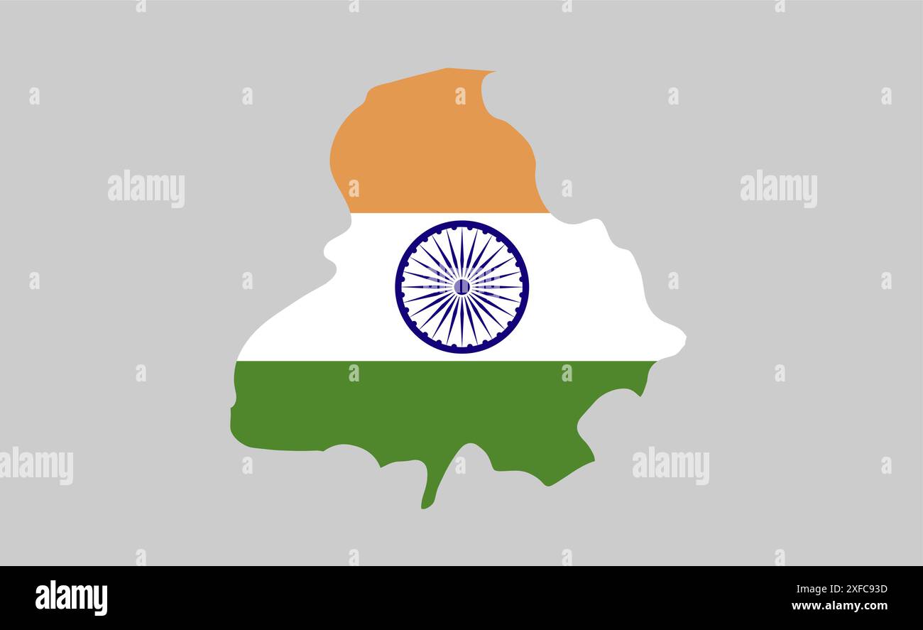 Punjab Map with Indian flag1, State of India, Republic of India ...