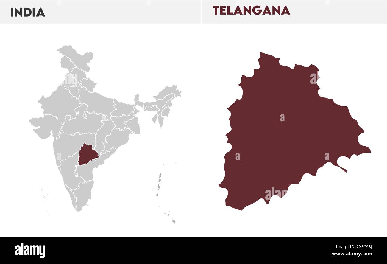 Telangana map illustration1, State of India, Republic of India ...