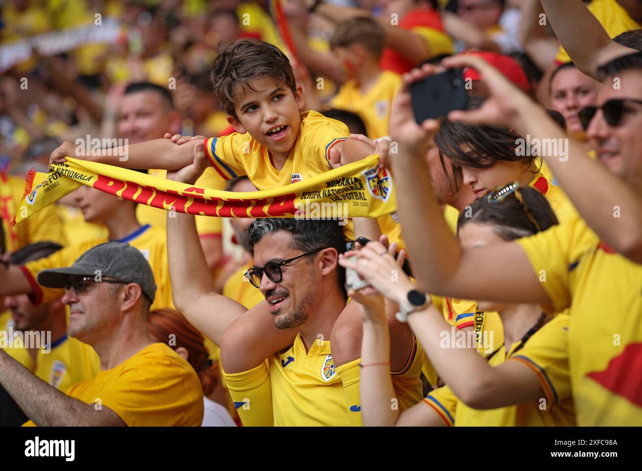 Munich, Germany - June 17, 2024: Romanian supporters show their support ...
