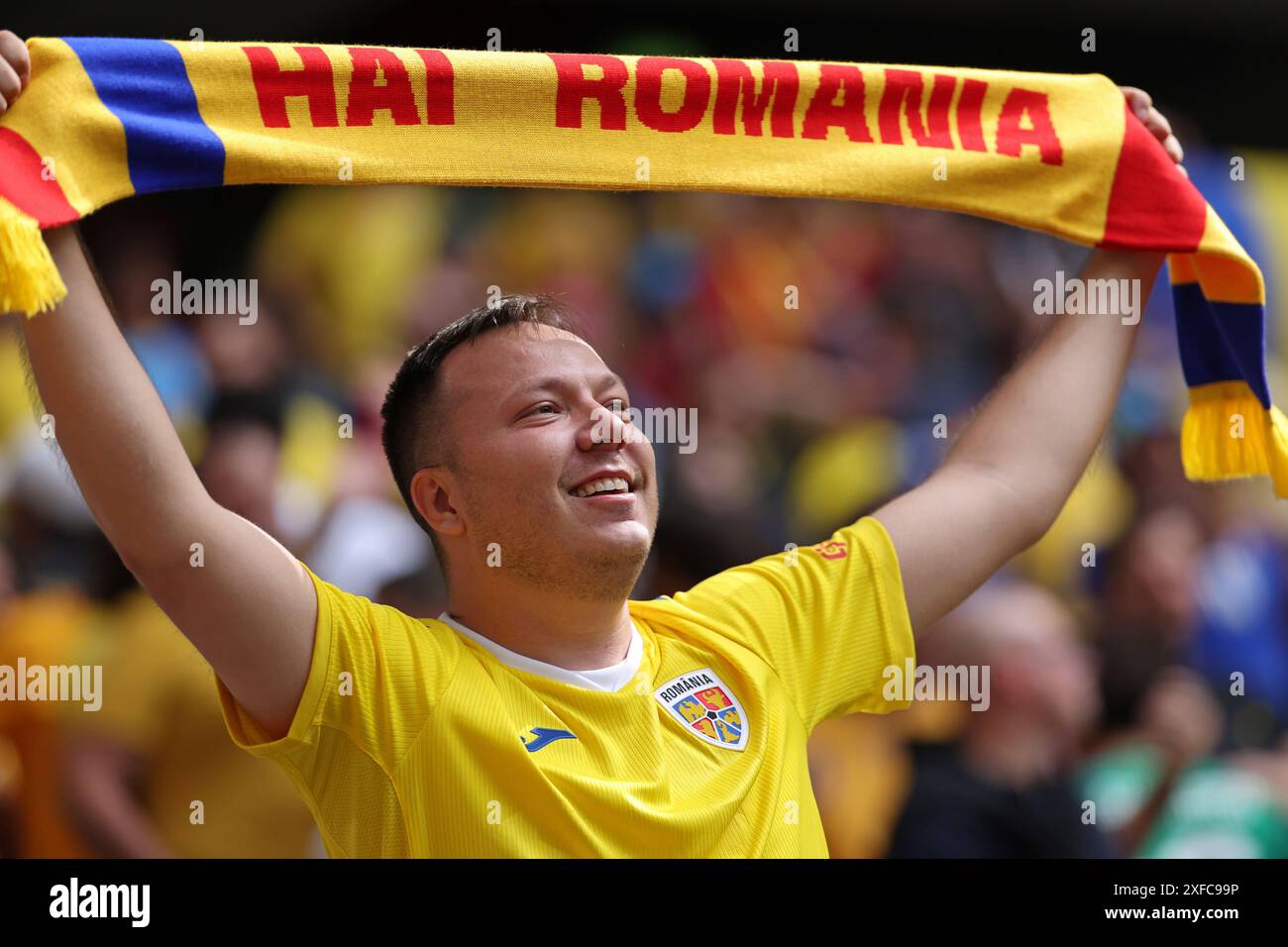 Munich, Germany - June 17, 2024: Romanian supporters show their support ...