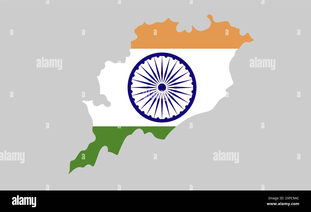 Odisha Map with Indian flag1, State of India, Republic of India ...
