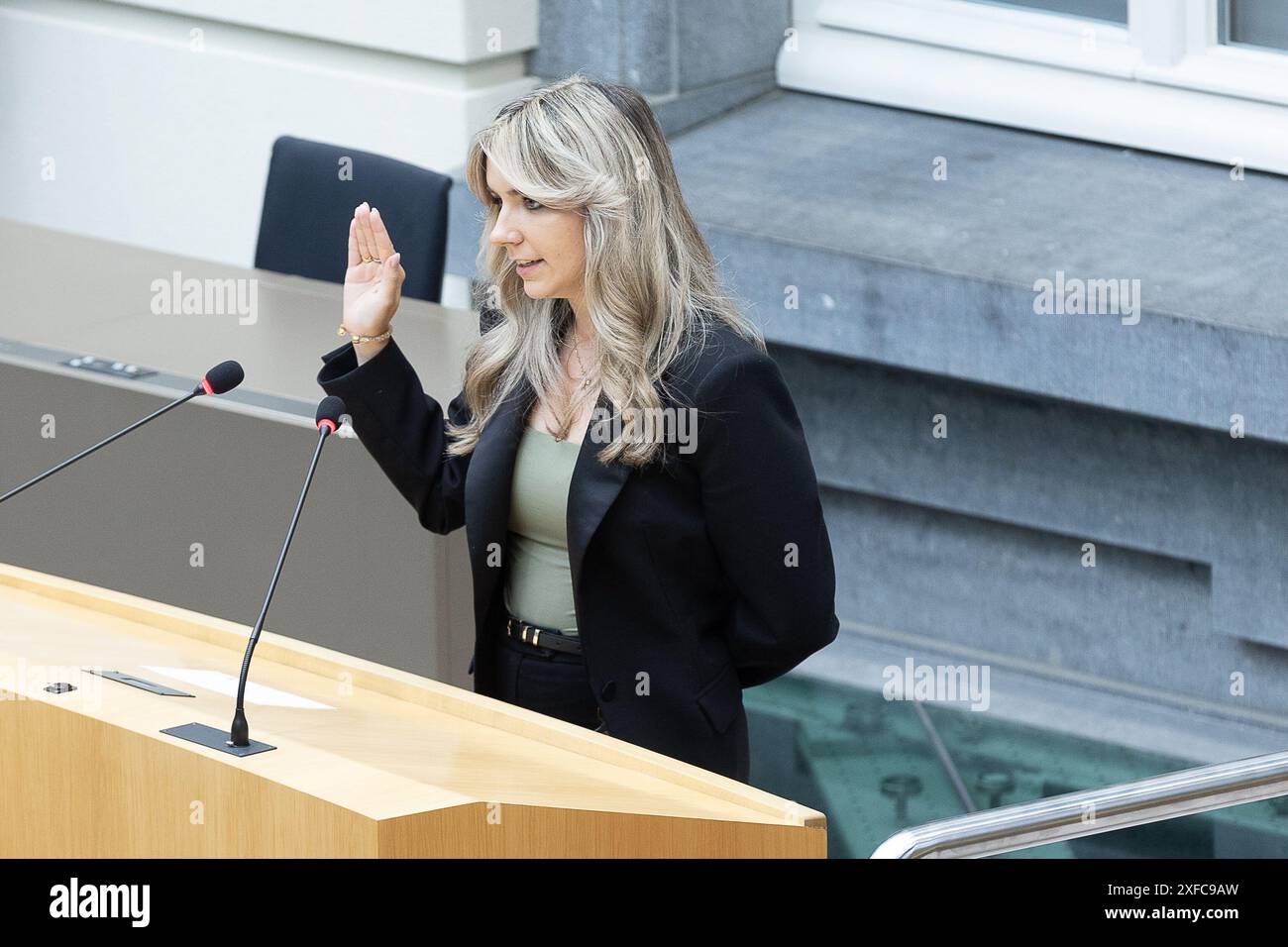 Brussels, Belgium. 02nd July, 2024. Vlaams Belang's Mercina Claesen ...