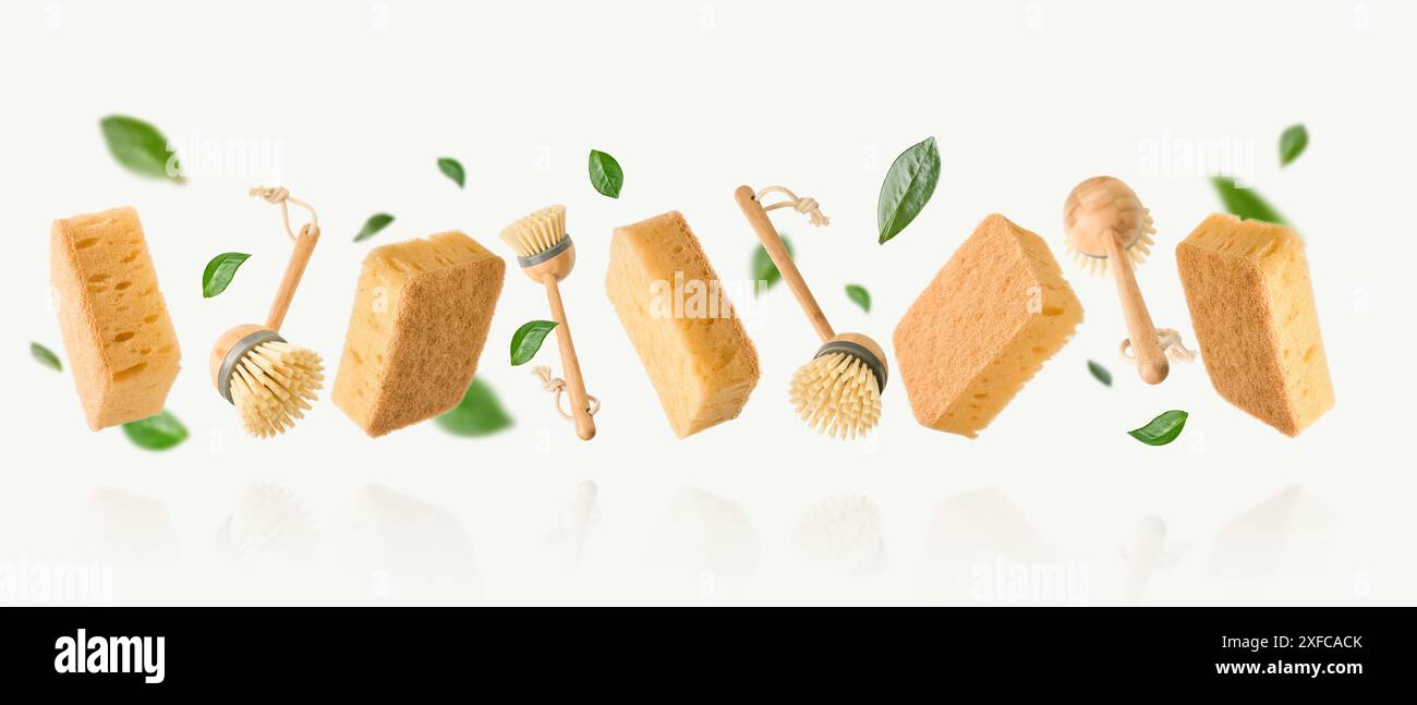 Set of scrub sponges isolated with clipping path on white background ...
