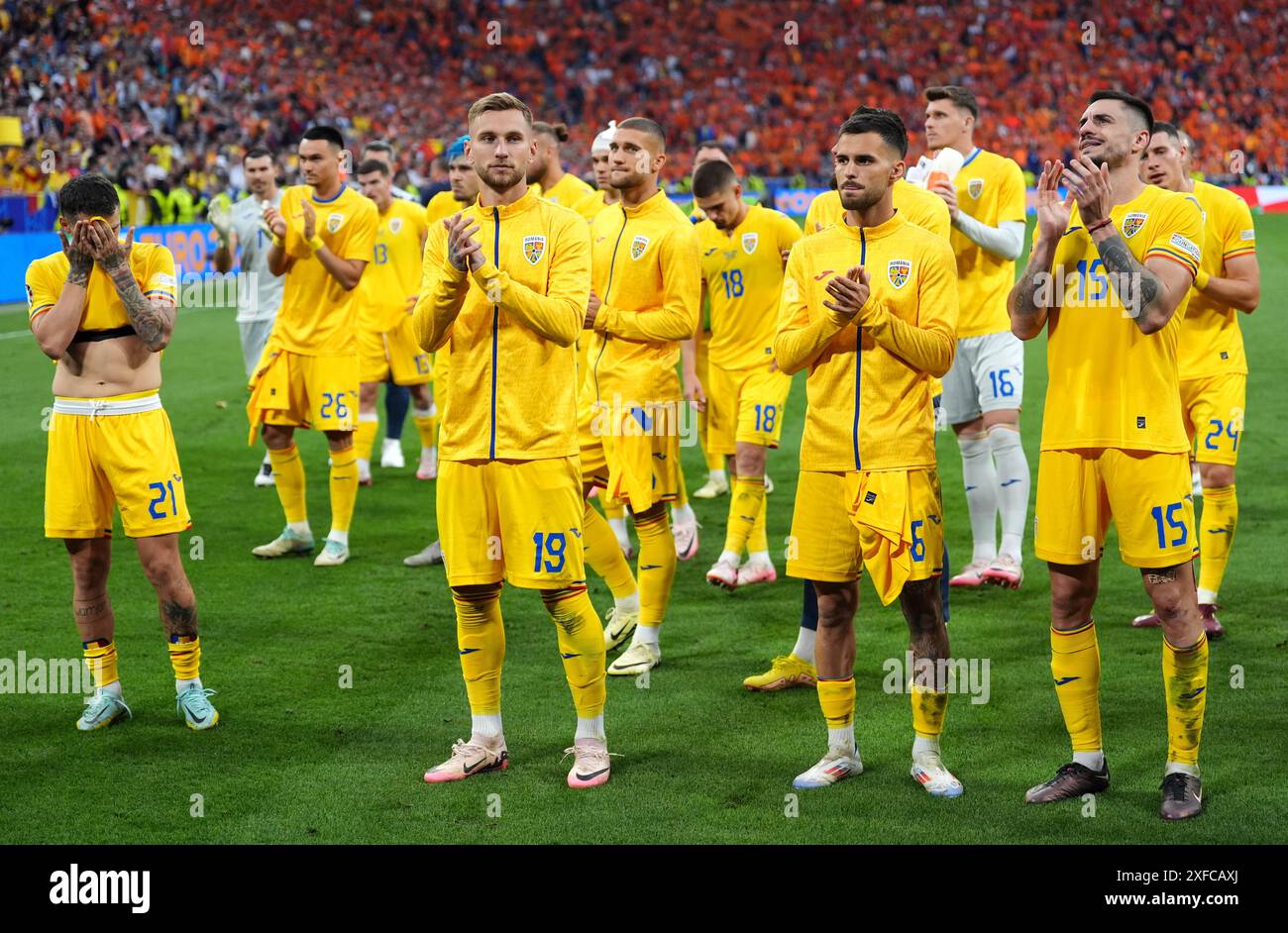 Romania players applauds the fans following the UEFA Euro 2024, round ...