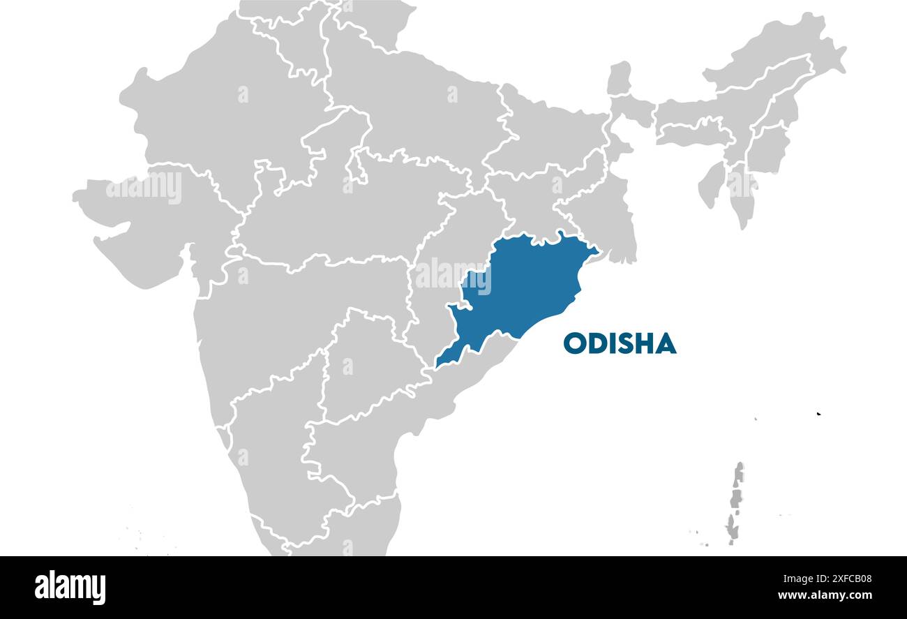 Odisha Map on focus1, State of India, Republic of India, government ...