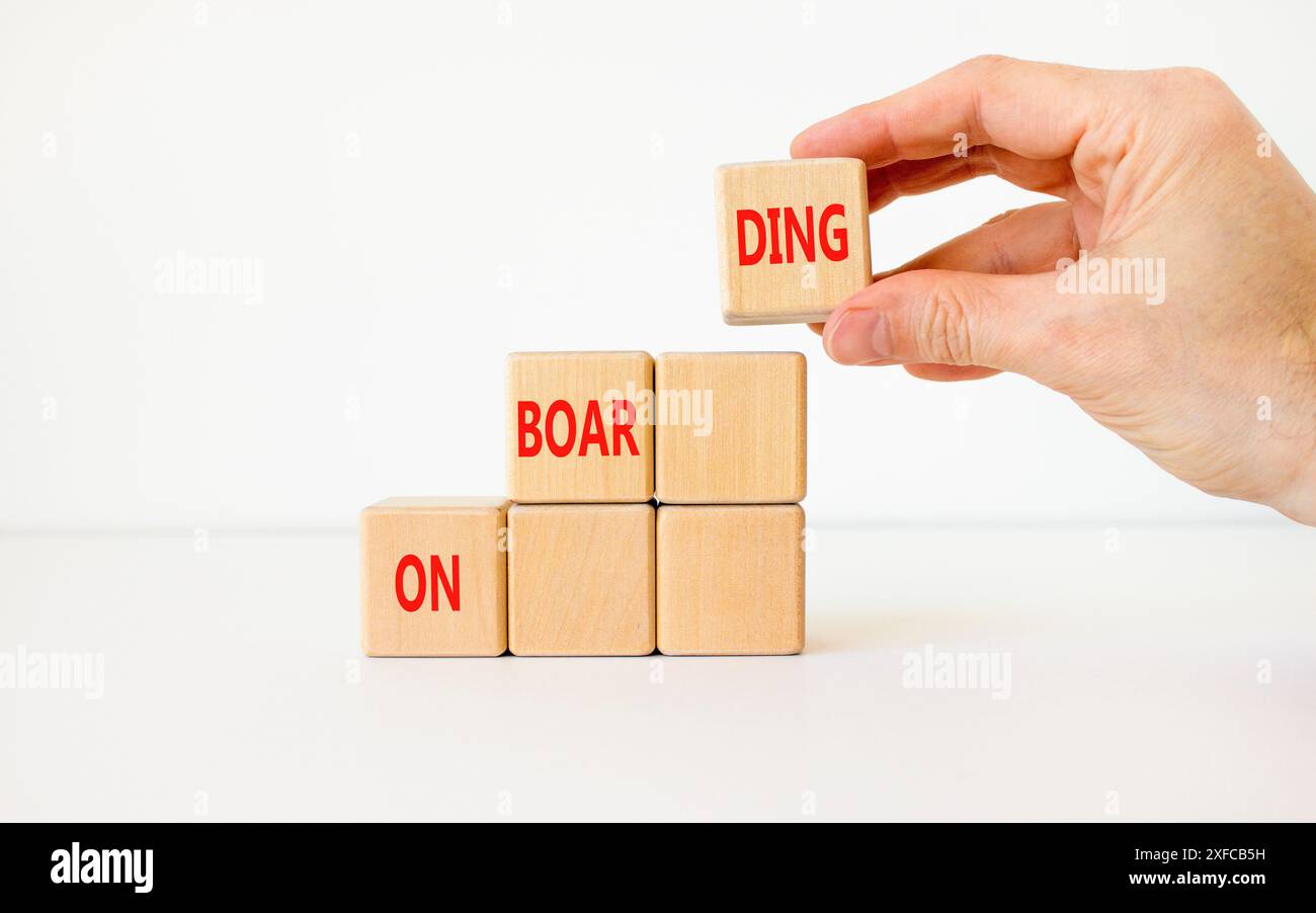 Onboarding success symbol. Concept word Onboarding on wooden cubes ...