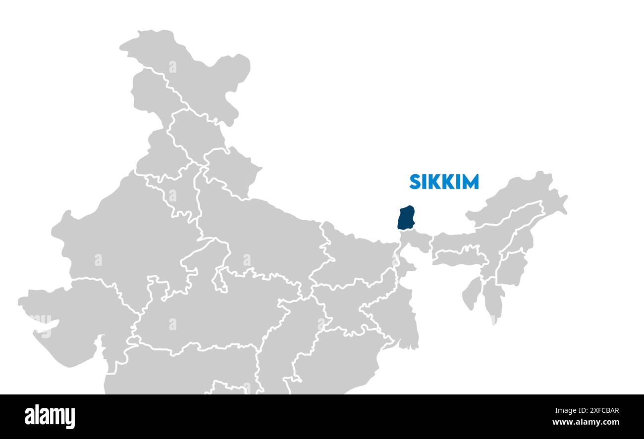 Sikkim Map on focus1, State of India, Republic of India, government ...