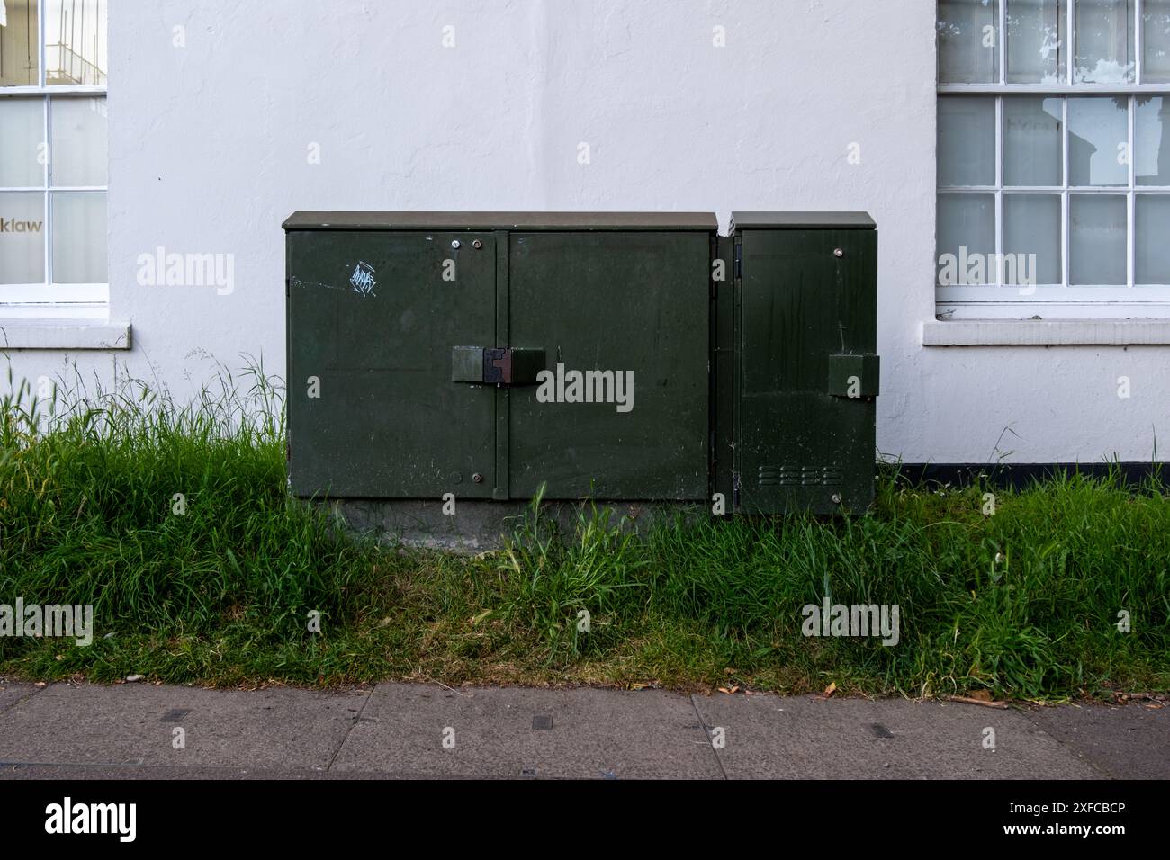 Green double BT junction box Stock Photo - Alamy