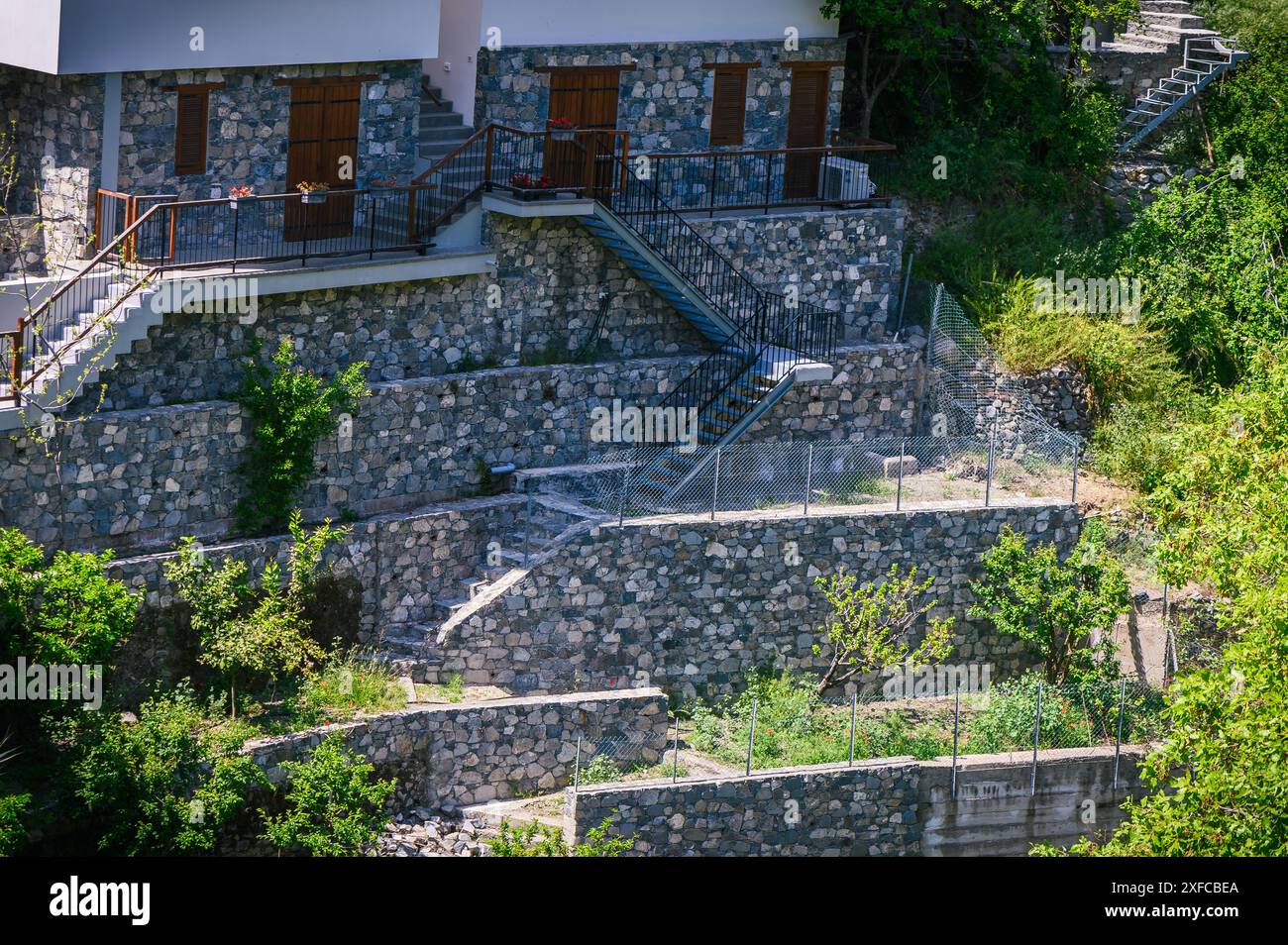 multi-level house in a village in the mountains in Cyprus Stock Photo ...