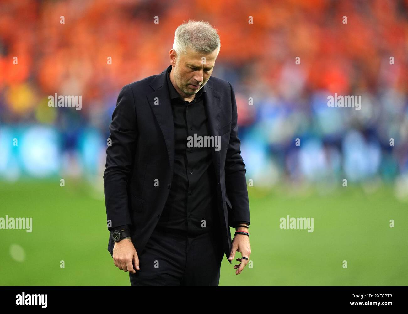 Romania manager Edward Iordanescu dejected following the UEFA Euro 2024 ...