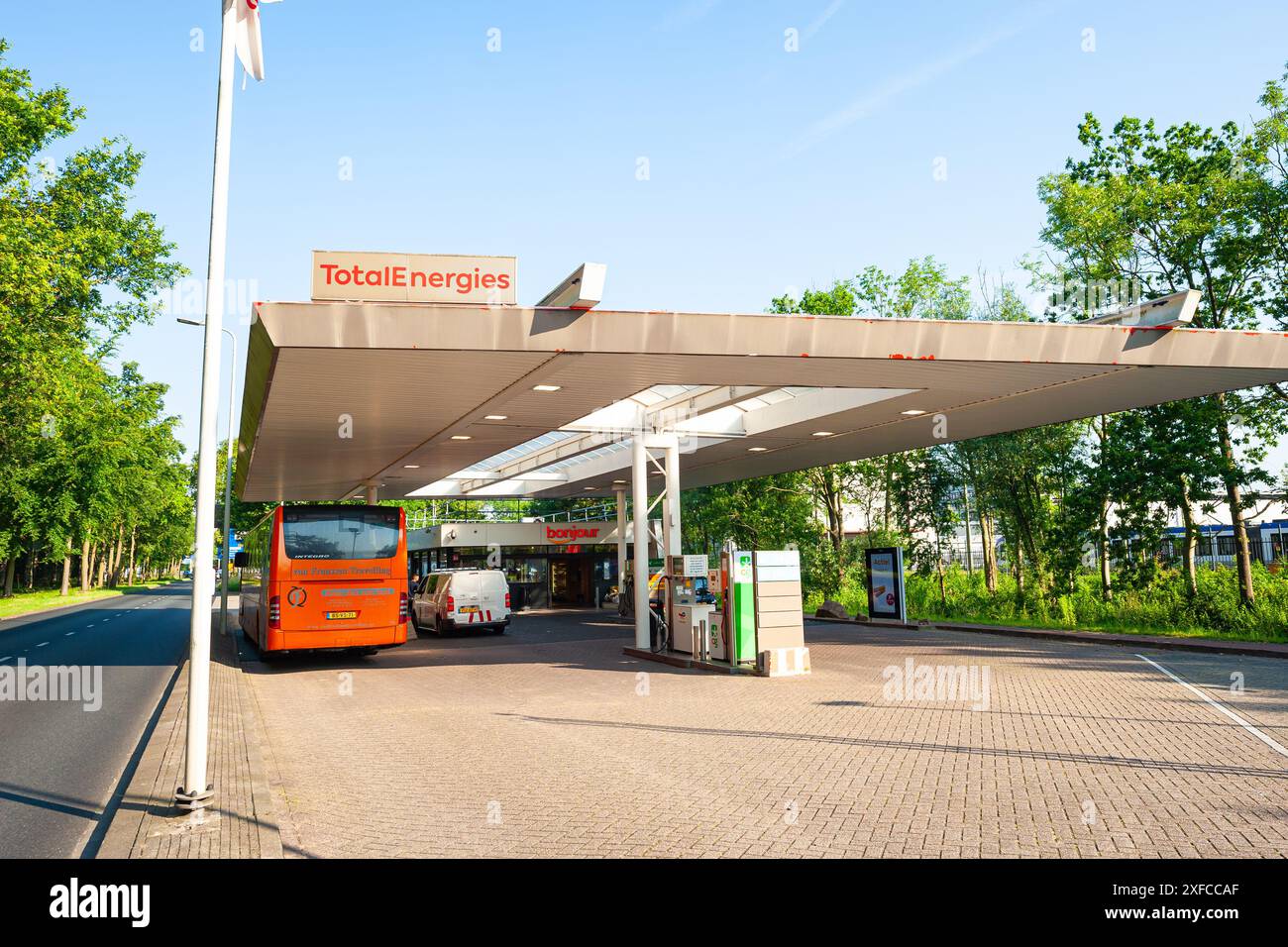 Fuel station of brand TotalEnergies in the city of The Hague in The ...