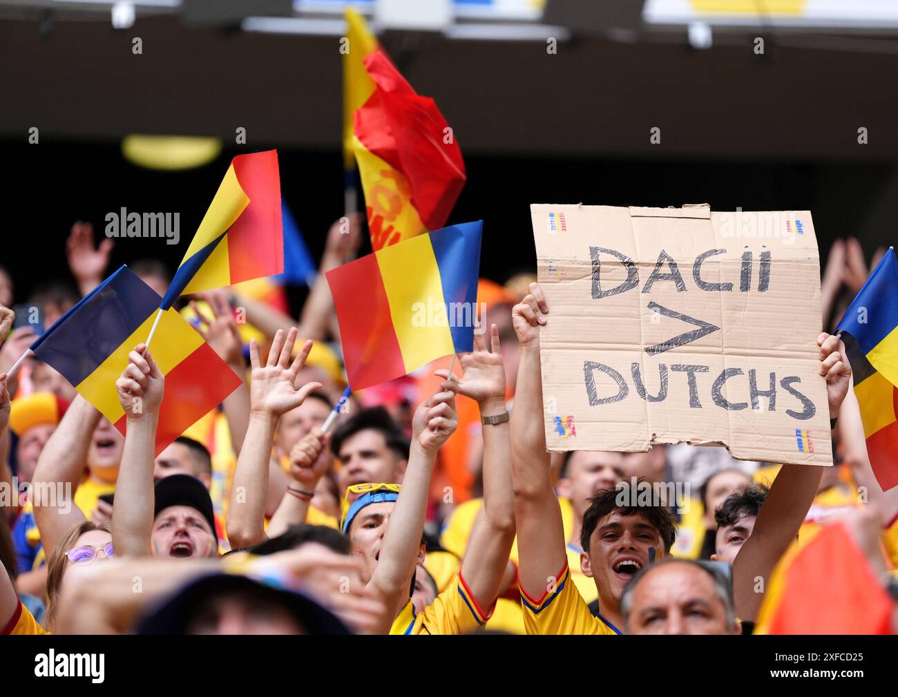 Romania fans in the stands during the UEFA Euro 2024, round of 16 match ...