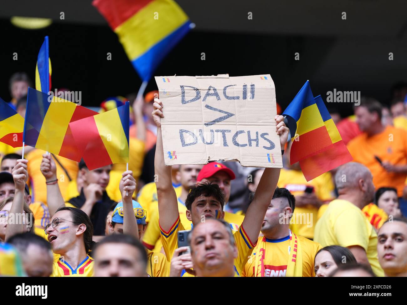 Romania fans in the stands during the UEFA Euro 2024, round of 16 match ...