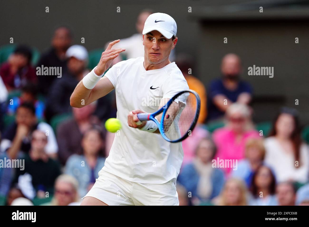 Jack Draper in action against Elias Ymer (not pictured) on day two of ...